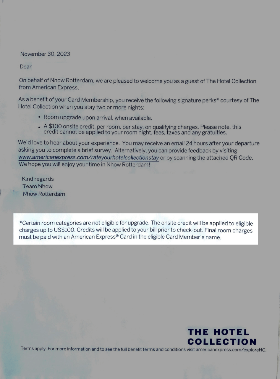 【實測】經 AMEX 訂 The Hotel Collection 酒店送額外 US$100 餐飲簽賬額！ | FlyAsia