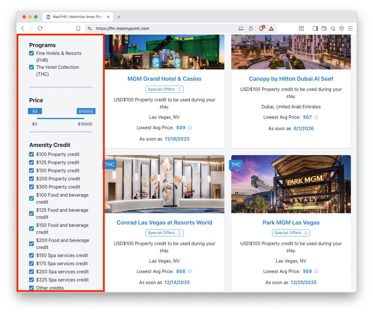 【小工具】快速掃視全球 AMEX FHR 酒店的全年價錢 | FlyAsia