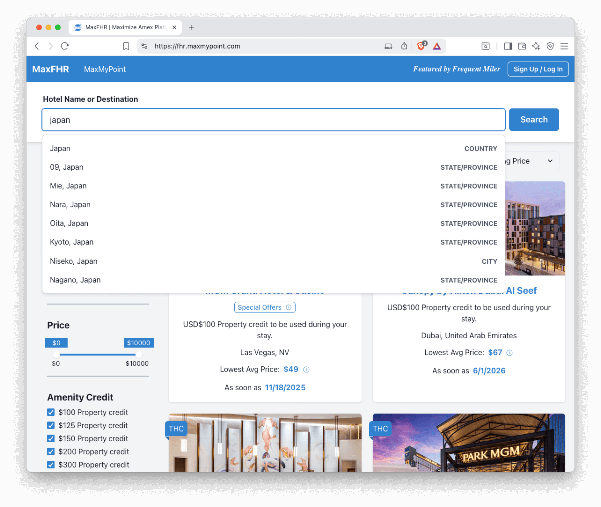 【小工具】快速掃視全球 AMEX FHR 酒店的全年價錢 | FlyAsia